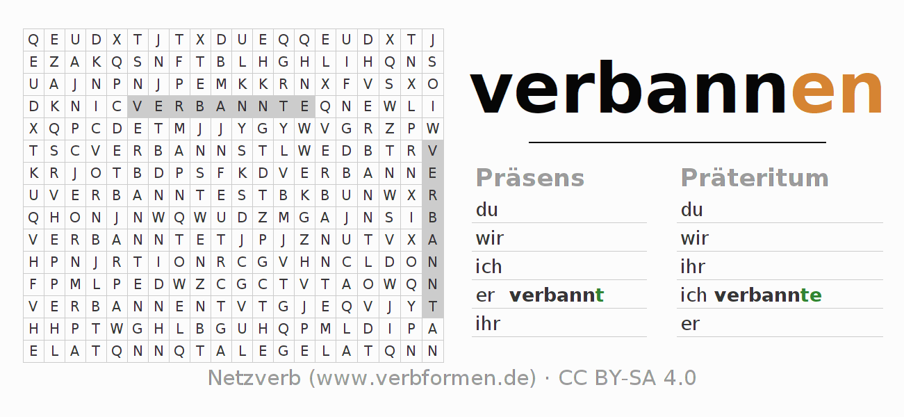 Arbeitsblätter "verbannen" - Viele Übungen, Materialien zum Lernen ...