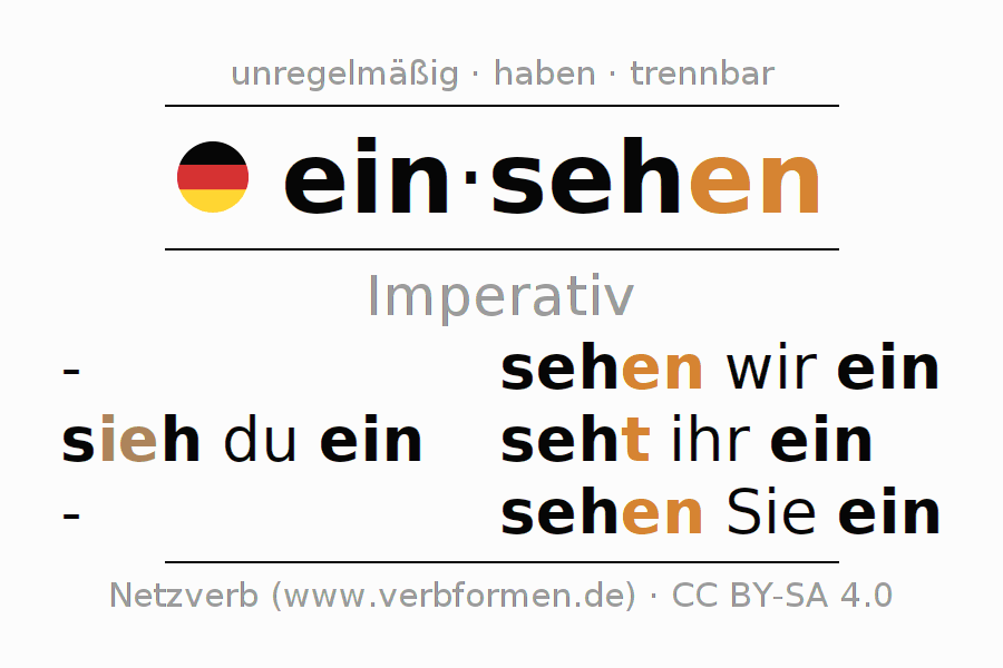 Imperativ "einsehen" - Alle Formen des Verbs, Regeln, Beispiele ...