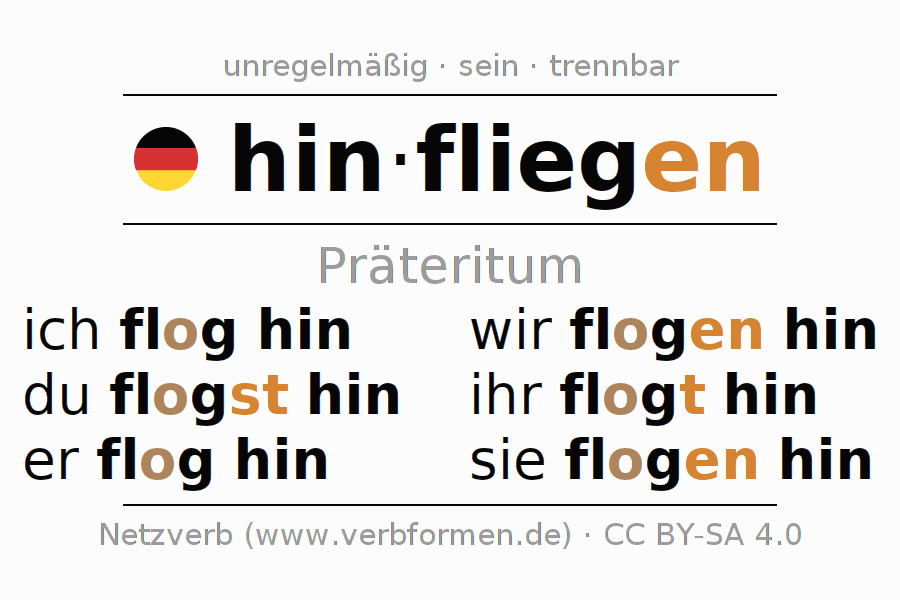 Präteritum "hinfliegen" - Alle Formen des Verbs, Regeln, Beispiele ...