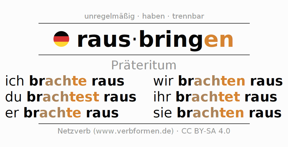 Präteritum "rausbringen" - Alle Formen des Verbs, Regeln, Beispiele ...