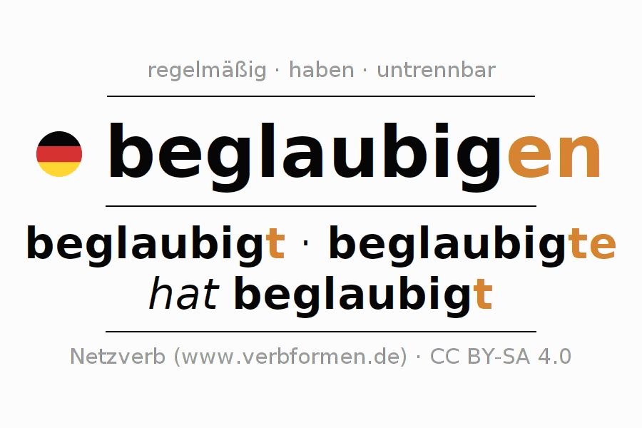Konjugation "beglaubigen" - Alle Formen des Verbs, Beispiele, Regeln ...